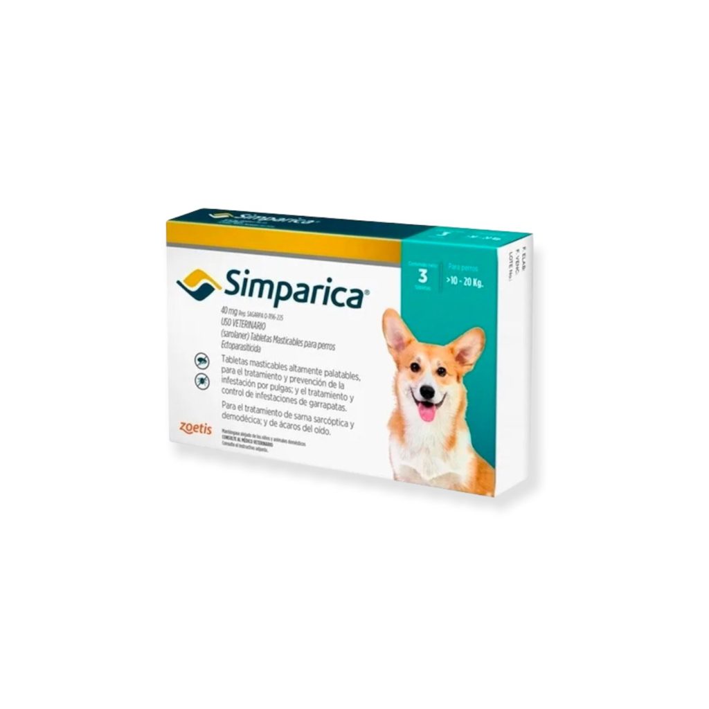 Simparica de 10 a 20 Kg de 3 comprimidos - Petslandia