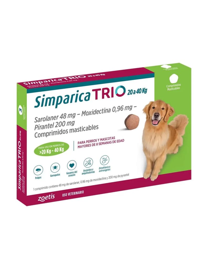 Simparica Trio 20 a 40 Kg de 1 Comprimido - Despacho Gratuito